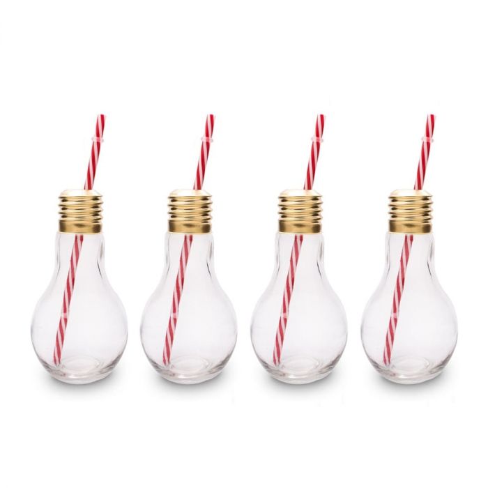 Light Bulb Fillable Bottles Light Bulb Cup With Straw Lids For Parties