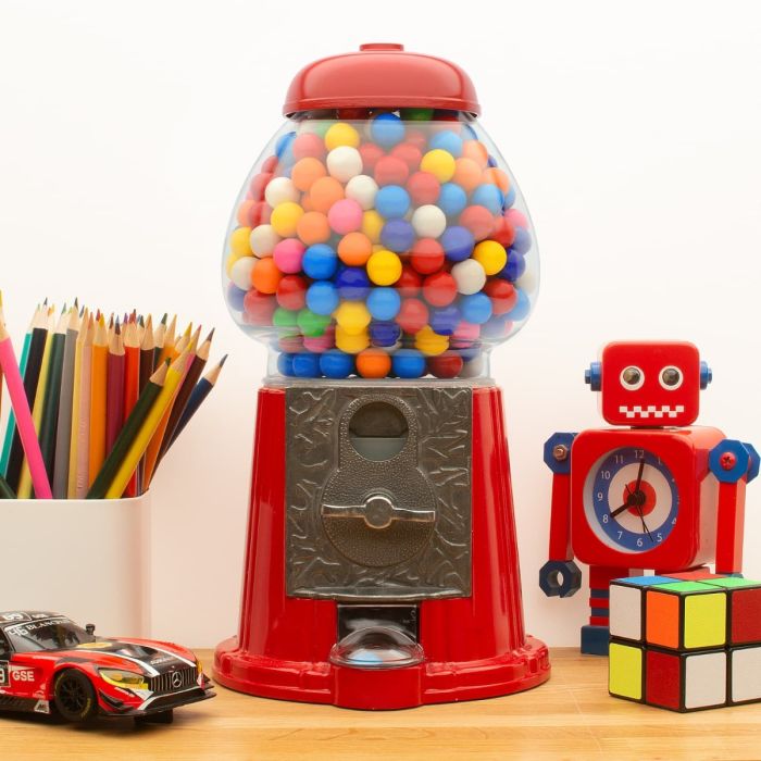 Coin Operated Gumball Ball Dispenser Red Toy Capsule Vending Machine ...